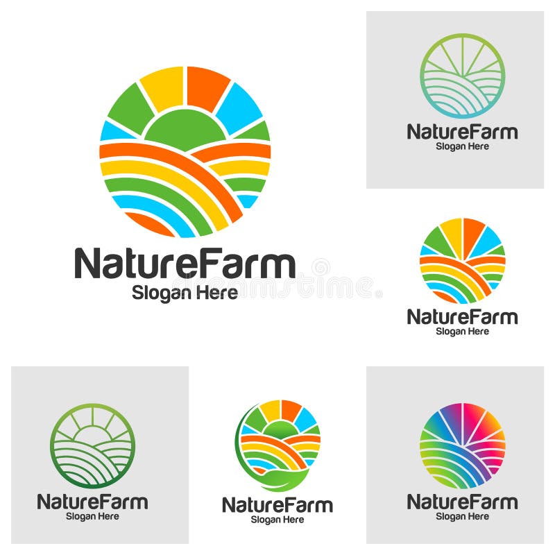 Set of Color Farm Logo Design Template. Farm Logo Concept Vector ...