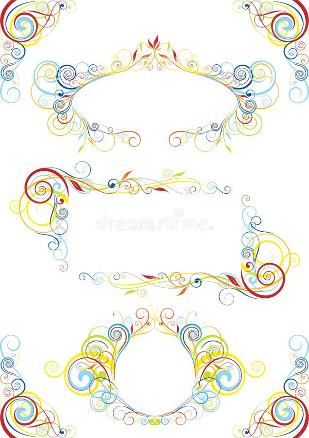 Set of color frame design stock vector. Illustration of illustrations ...