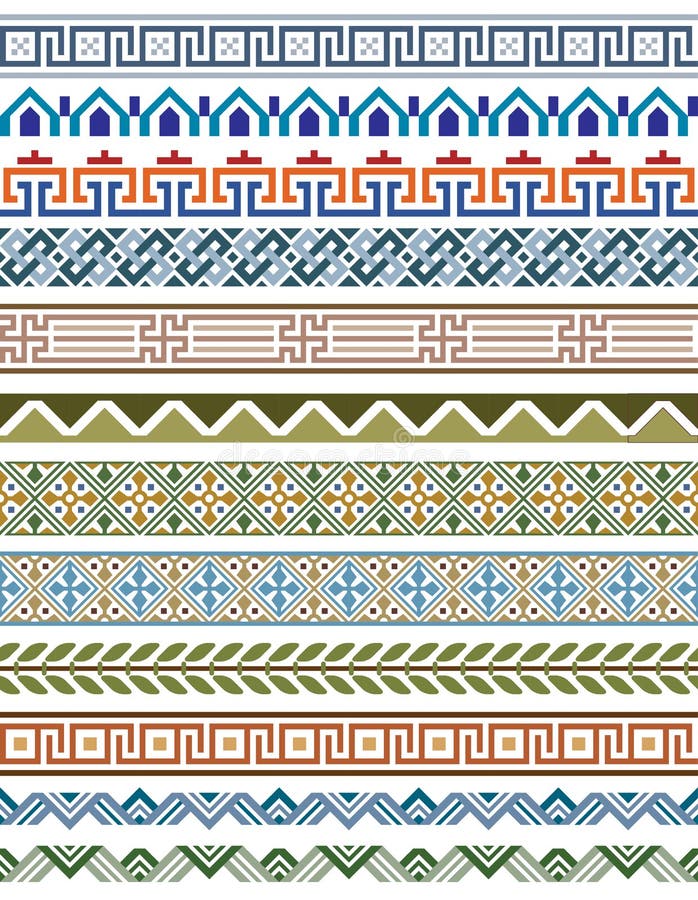 Set of 12 Color Geometric Borders. Stock Vector - Illustration of ...