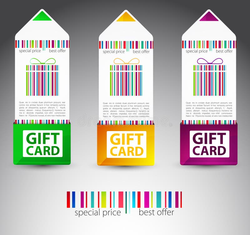 Set of color gift cards. stock vector. Illustration of message - 63490450