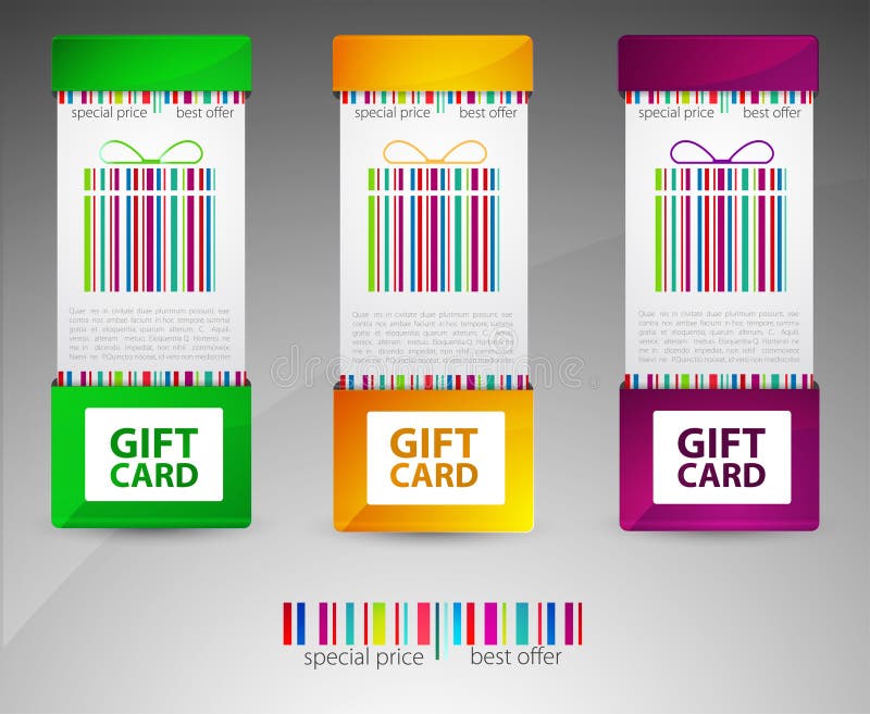 Set of color gift cards. stock vector. Illustration of color - 63490455