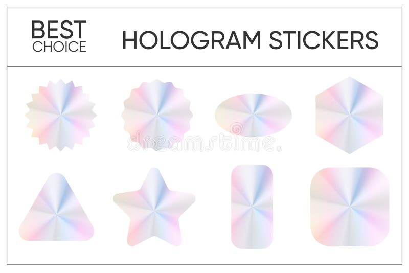 Set of Color Holographic Sticker Templates, Holographic Effect Labels ...