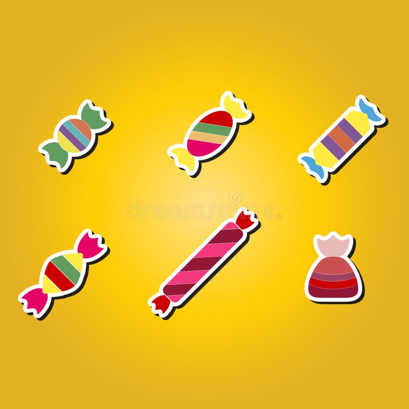 Set of Color Icons with Candy Stock Vector - Illustration of colorful ...
