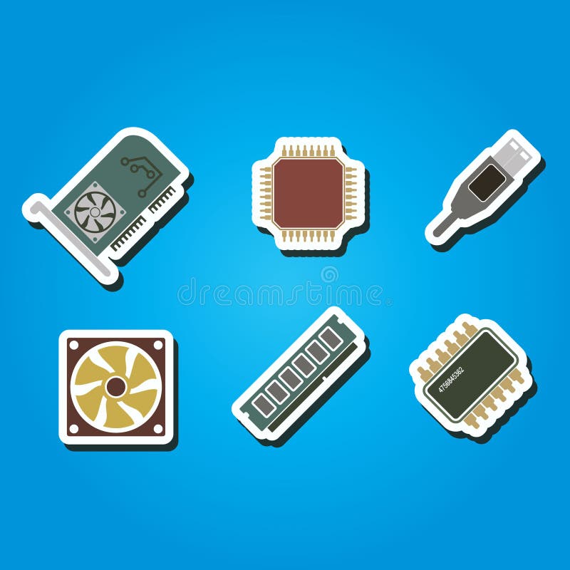 PC Hardware Components Isolated on White. 3d Rendering Stock ...