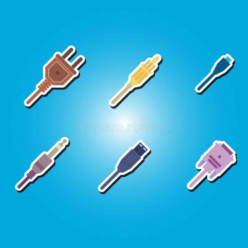 Set of Color Icons with Different Power Cord Plug Stock Vector ...