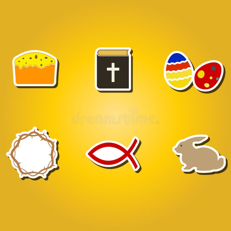 Set of Color Icons with Easter Symbols Stock Vector - Illustration of ...