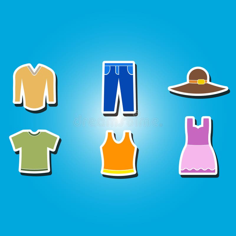 Set of Color Icons with Garments Stock Vector - Illustration of ...