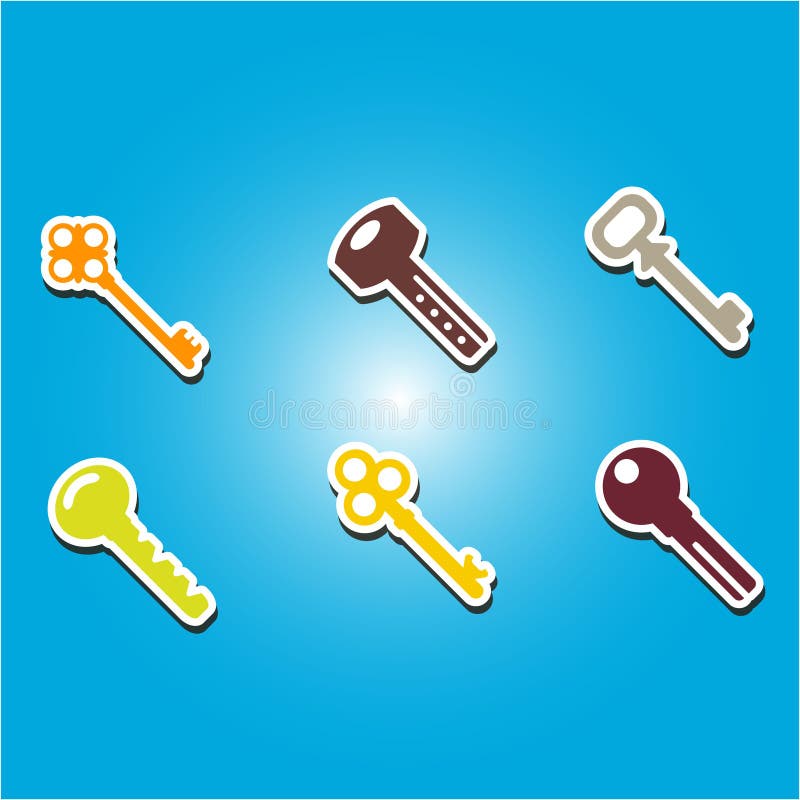 Set of Color Icons with Keys Stock Vector - Illustration of ornate ...