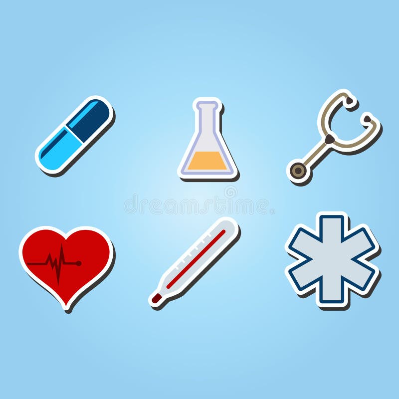 Set of Color Icons with Medical Theme Stock Vector - Illustration of ...