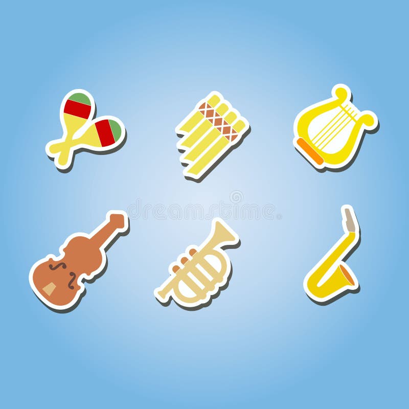 Set of Color Icons with Musical Instruments Stock Vector - Illustration ...