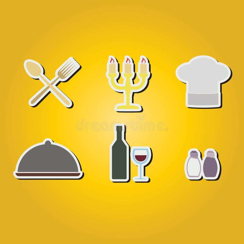 Set of Color Icons with Restaurant Symbols Stock Vector - Illustration ...