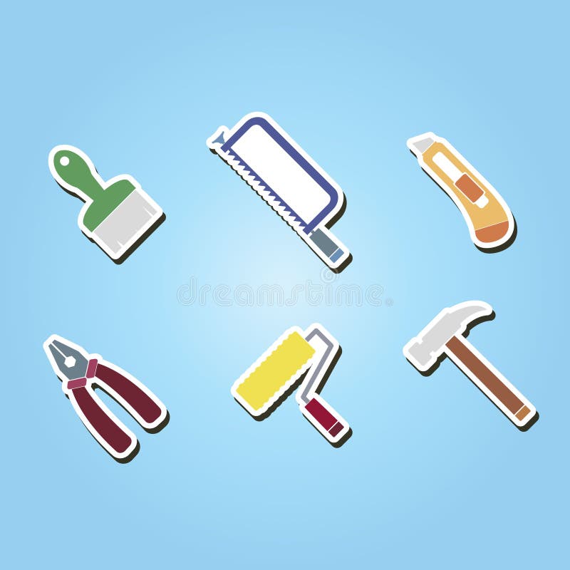 Set of Color Icons with Tools Related Stock Vector - Illustration of ...