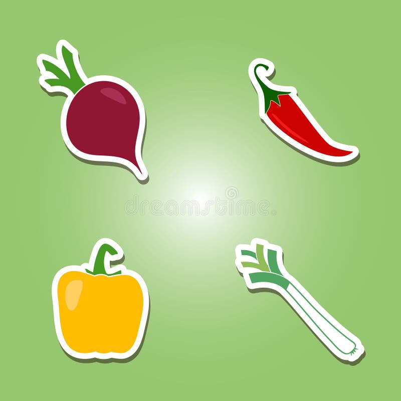 Set of Color Icons with Vegetables Stock Vector - Illustration of ...