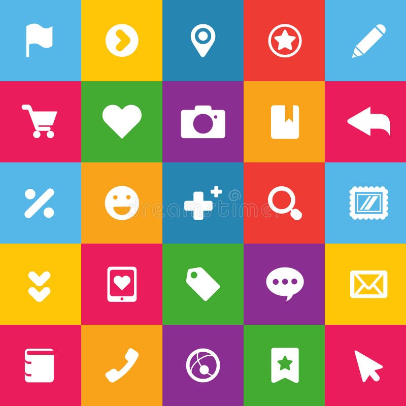 Set of color icons for web stock illustration. Illustration of social ...