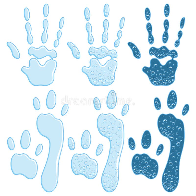 Set of Color Illustrations with Alien Footprint and Handprint. Isolated ...