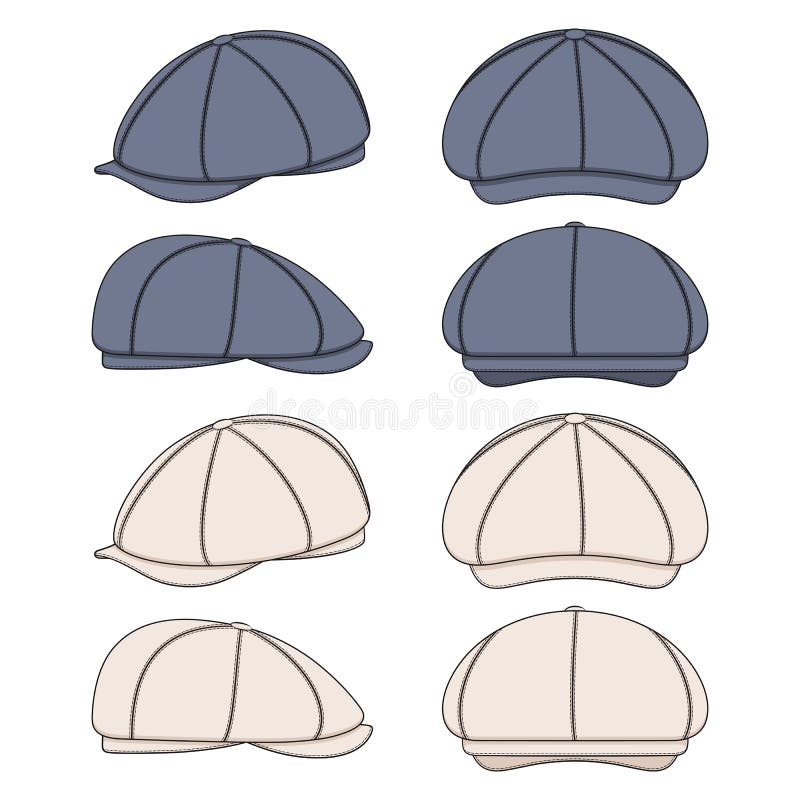 Set of Color Illustrations with Peaked Cap, Forage Cap, Kepi. Isolated ...