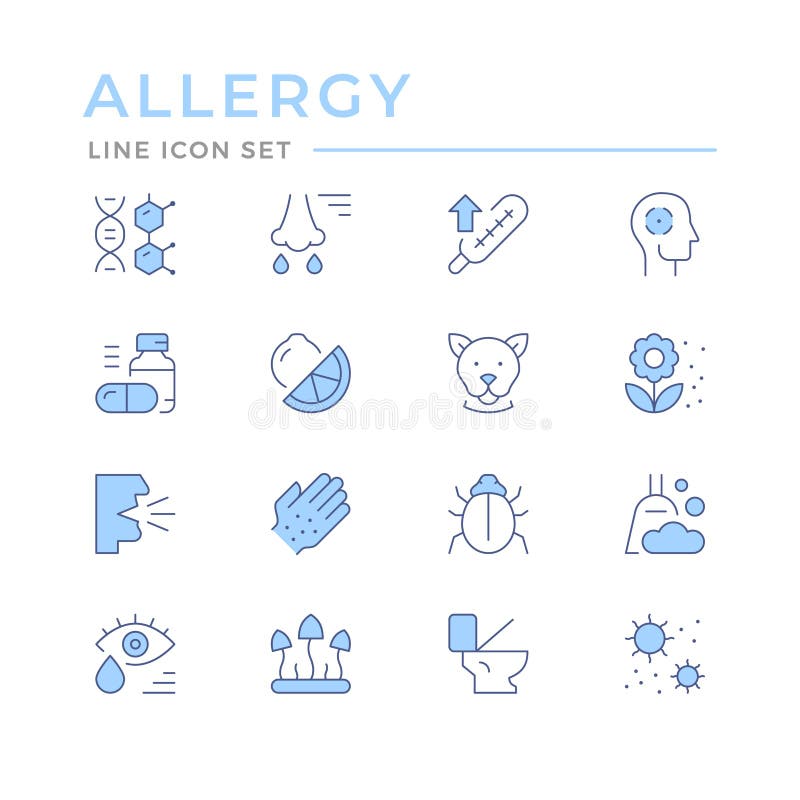 Set Color Line Icons of Allergy Stock Illustration - Illustration of ...
