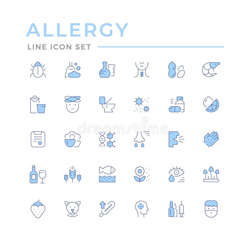 Set Color Line Icons of Allergy Stock Vector - Illustration of vaccine ...