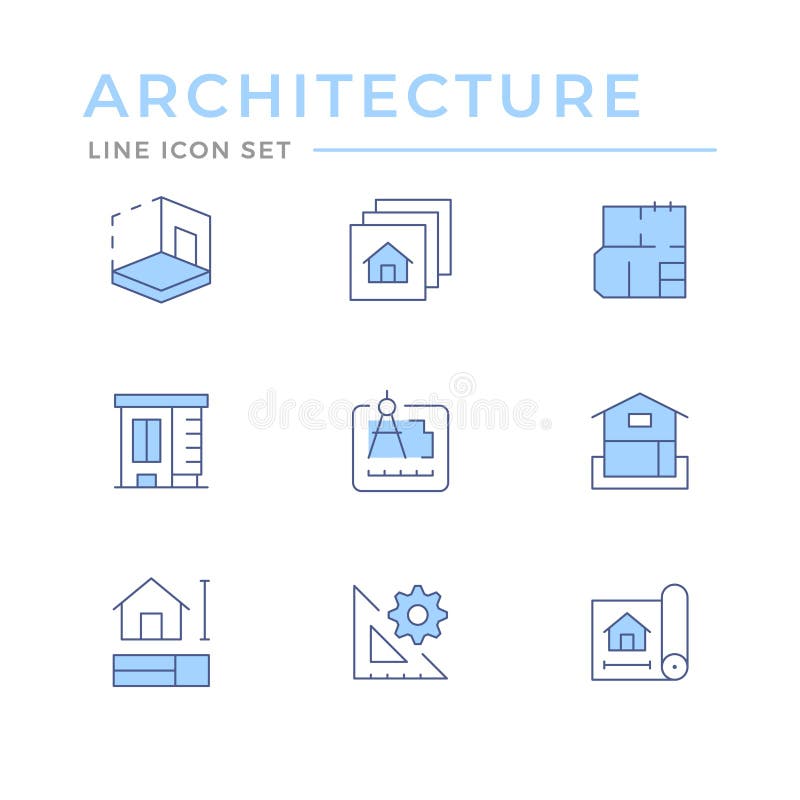 Set Color Line Icons of Architectural Stock Vector - Illustration of ...