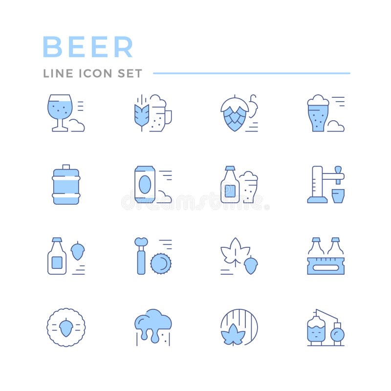 Set Color Line Icons of Beer Stock Vector - Illustration of symbol ...