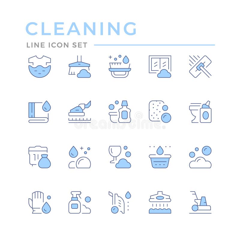 Set Color Line Icons of Cleaning Stock Vector - Illustration of product ...