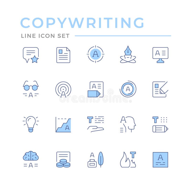 Set Color Line Icons of Copywriting Stock Vector - Illustration of ...