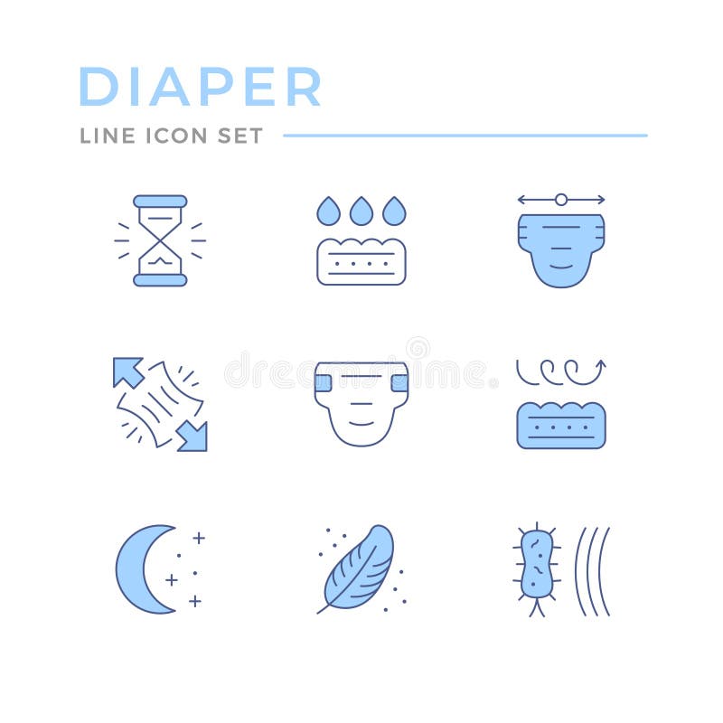 Set Color Line Icons of Diaper Stock Vector - Illustration of ...