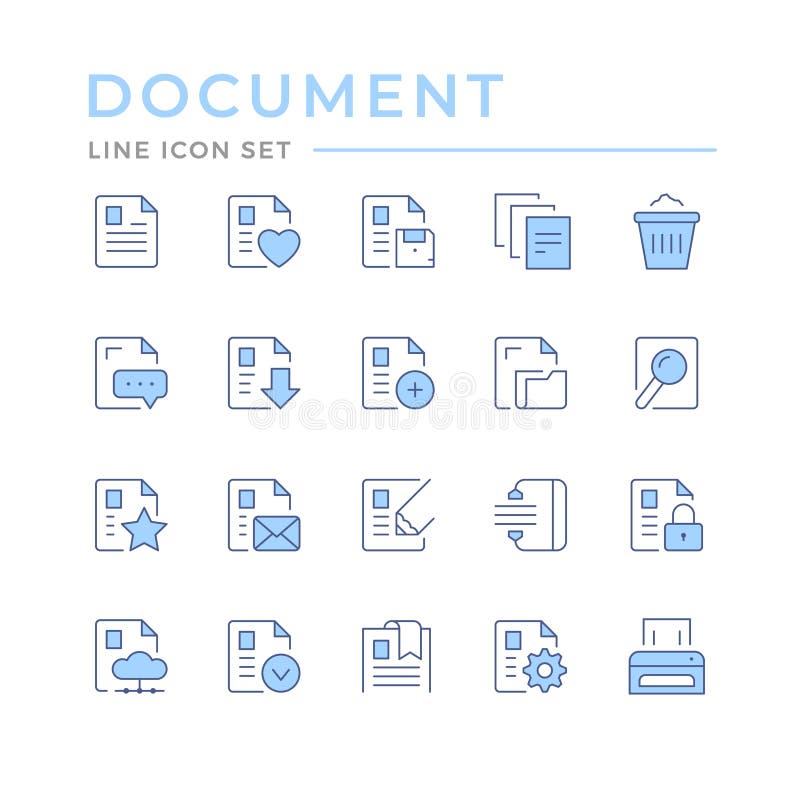 Set Color Line Icons of Document Isolated on White. Stock Vector ...