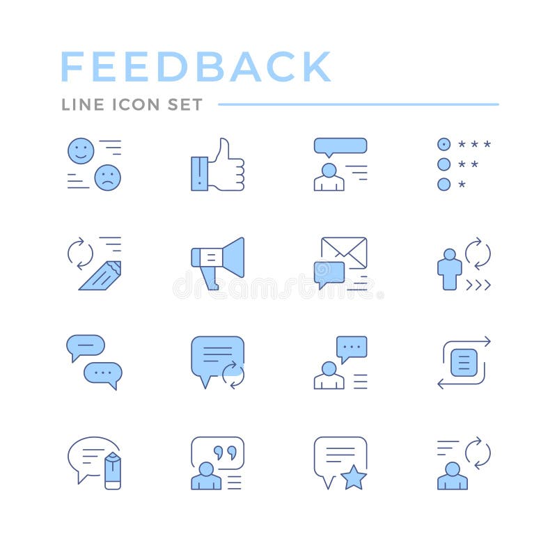 Set Color Line Icons of Feedback Editorial Photography - Illustration ...