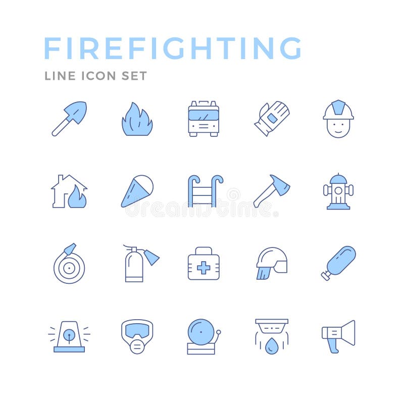 Set Color Line Icons of Firefighting Stock Vector - Illustration of ...