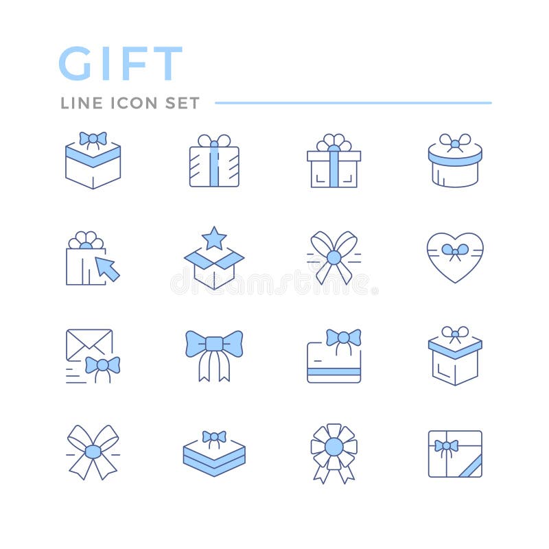 Set Color Line Icons of Gift Stock Vector - Illustration of ribbon ...