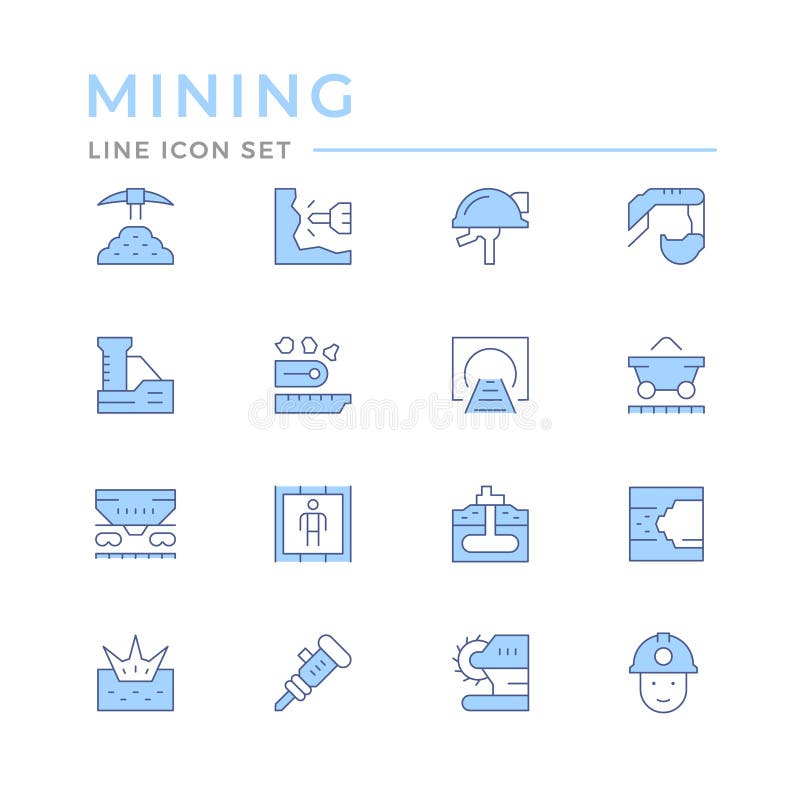 Set Color Line Icons of Mining Stock Vector - Illustration of ...