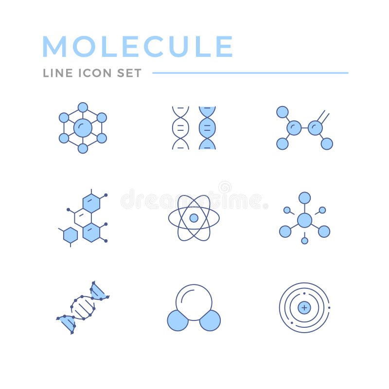 Set Color Line Icons of Molecule Stock Vector - Illustration of shape ...