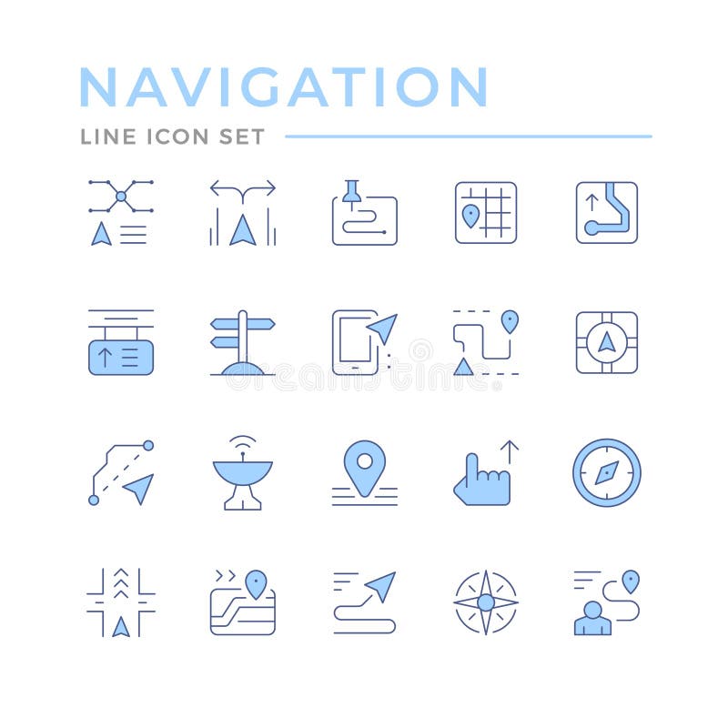 Set Color Line Icons of Navigation Stock Vector - Illustration of ...
