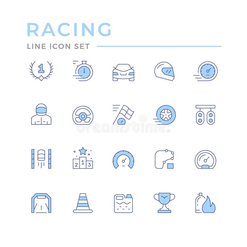 Set Color Line Icons of Racing Stock Vector - Illustration of auto ...