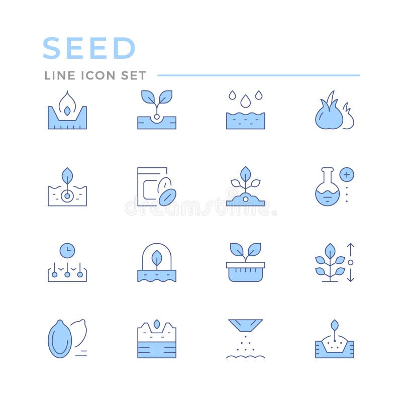 Set Color Line Icons of Seed and Seedling Stock Vector - Illustration ...