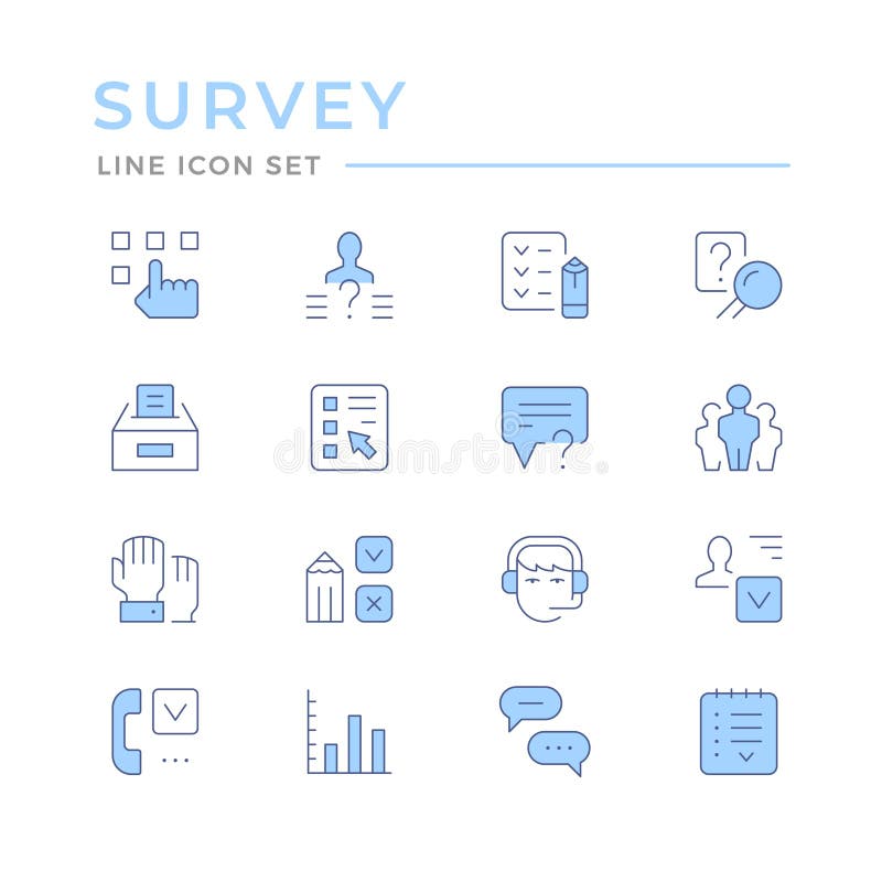 Set Color Line Icons of Survey Stock Vector - Illustration of bubble ...