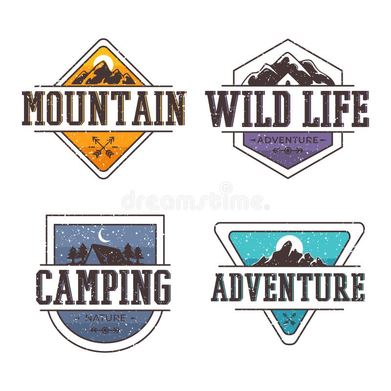 Set Color Logo for Adventure or Outdoors Activities Vector Stock Vector ...