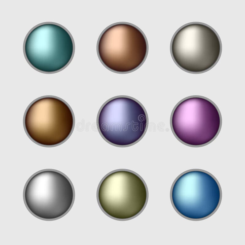 Set of Color Metallic Buttons Stock Vector - Illustration of elements ...