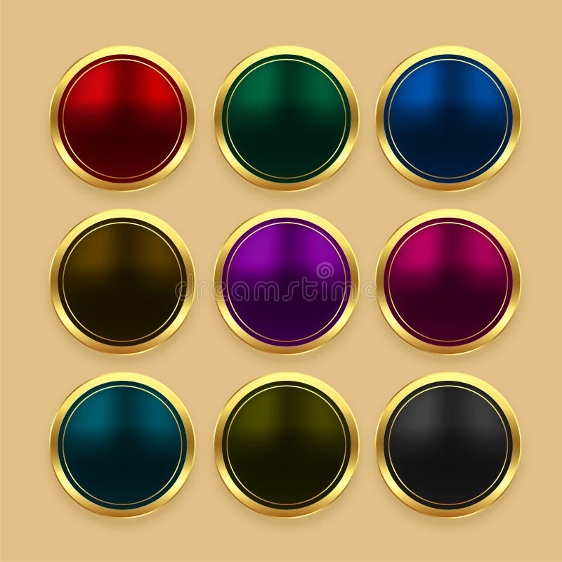 Set of Color Metallic Golden Buttons Stock Vector - Illustration of ...