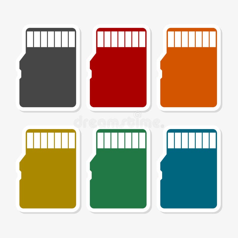 Set of Color Micro SD Memory Card Stock Vector - Illustration of ...