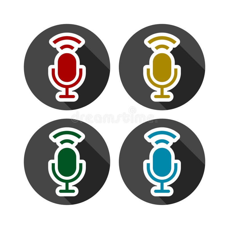 Set of color microphone stock vector. Illustration of glossy - 125321387