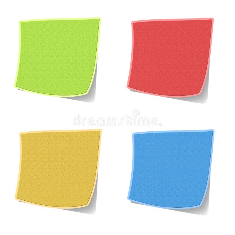 Set of color note paper stock illustration. Illustration of colorful ...