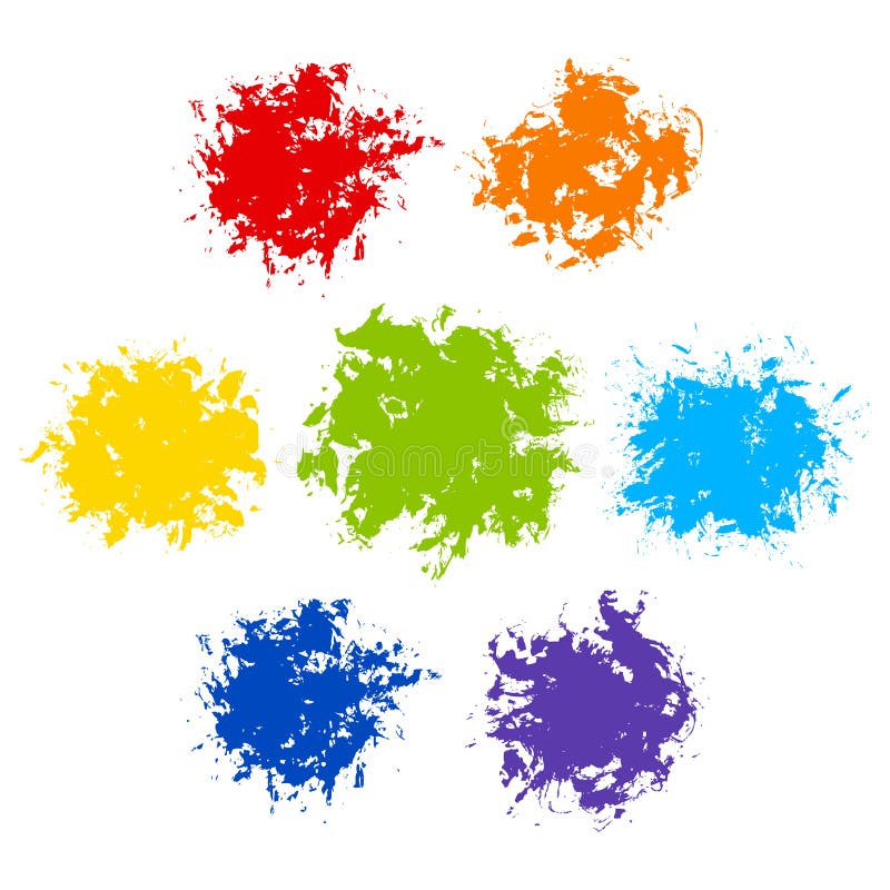 Set of Color Paint Texture Elements Isolated Stock Vector ...