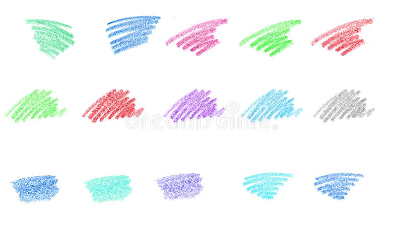 Set of Color Pencil Strokes Stock Illustration - Illustration of ...
