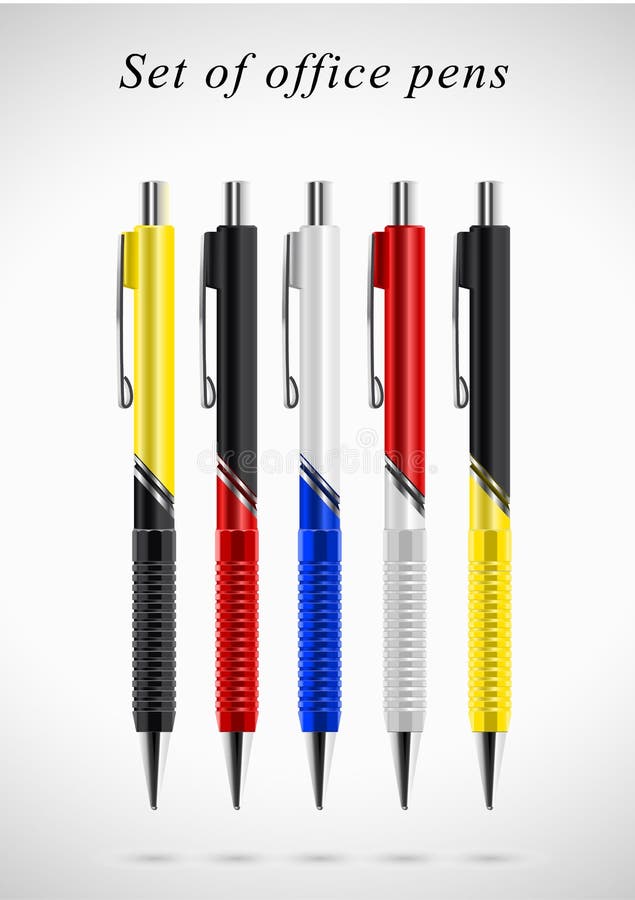 Set of color pens stock vector. Illustration of ball - 58394137