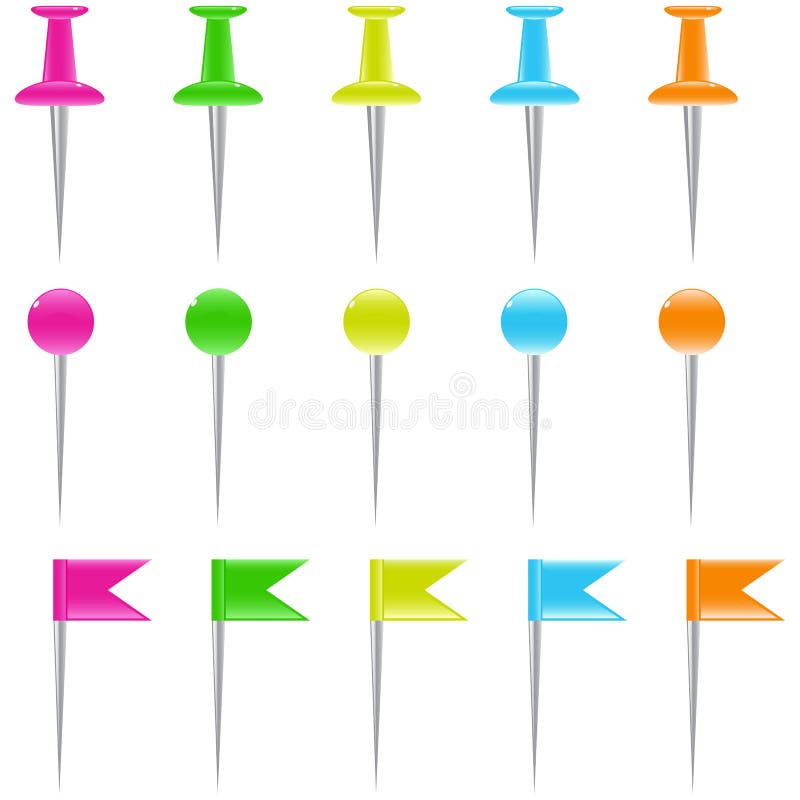 Set of color pins stock illustration. Illustration of green - 27784574