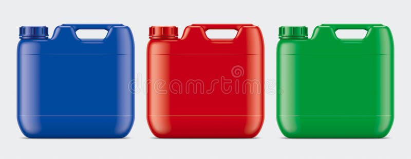 Set of Color Plastic Jerry Cans. Stock Vector - Illustration of package ...
