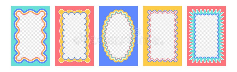Set of Color Rectangle Squiggle Photo Frames, Groovy Wiggly Borders ...