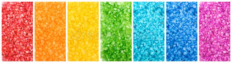 Set of Color Sea Salt, Rainbow Banners Stock Image - Image of hygiene ...